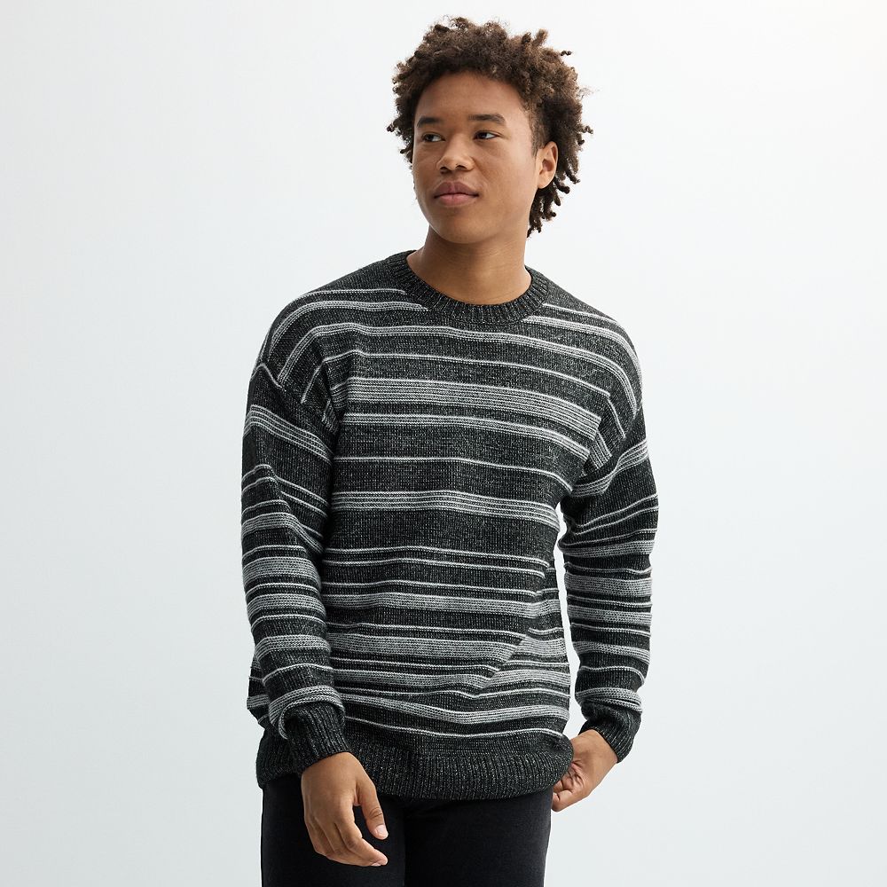 Men's Retrofit Textured Striped Crewneck Sweater