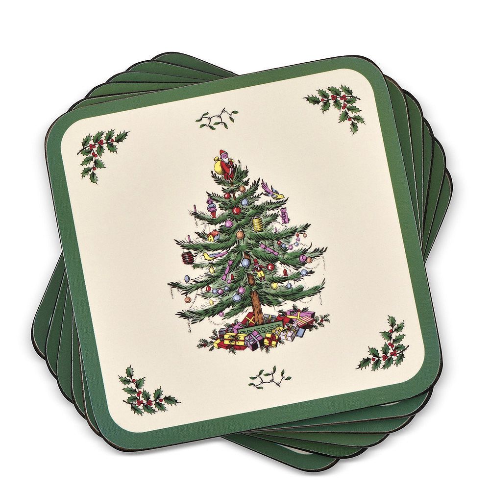 Pimpernel Christmas Tree Coasters, Set Of 6