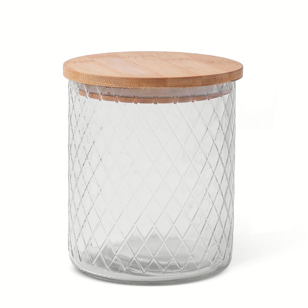 MAISON DE BASE Diamond Texture Jar with Bamboo Lid