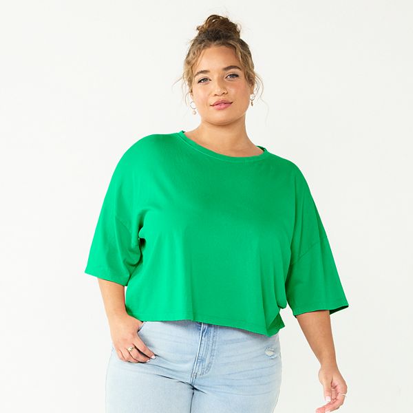 Juniors' Plus Size SO® Solid Boxy Crop Tee