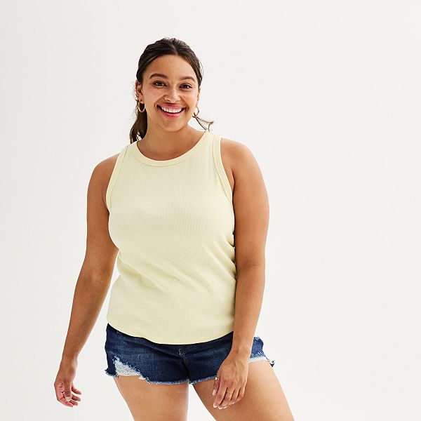 Juniors' Plus Size SO® High Neck Ribbed Tank Top
