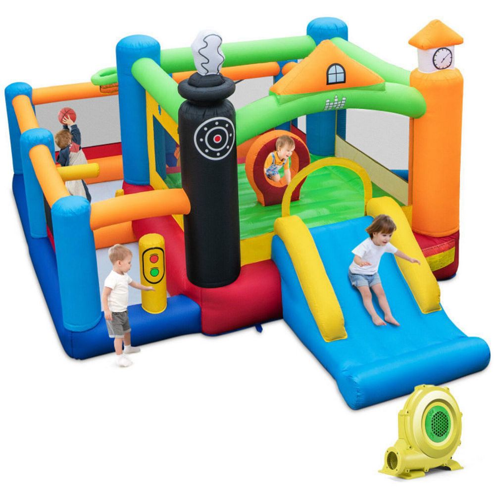 Train Themed Kids Bouncer With Slide And Basketball Hoop With 950w Air ...