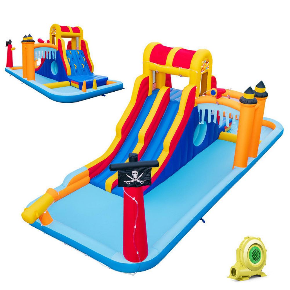 6-in-1 Inflatable Water Slide With Dual Slides Climbing Wall And Cave ...
