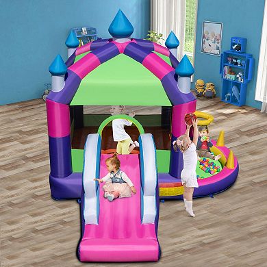 Inflatable Bounce Castle With Canopy Shade Cover And Slide