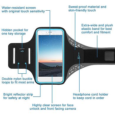 Black, Sweat-resistant Adjustable Phone Armband Case With 6.4in Max ...