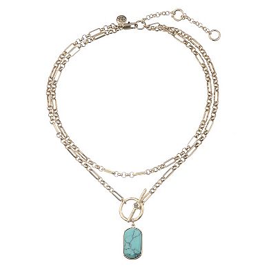 Bella Uno Worn Gold Multi-strand Reconstituted Turquoise Plaque Toggle ...