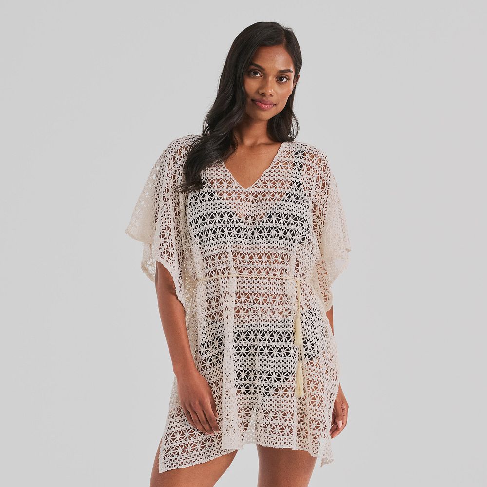 Women's Freshwater Belted Crochet Tunic Swim Cover Up