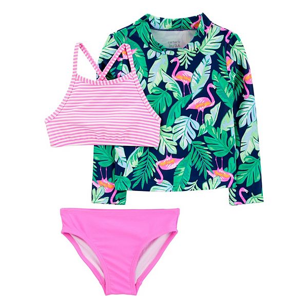 Toddler Girl Carter's 3-Piece Tropical Print Rashguard Set