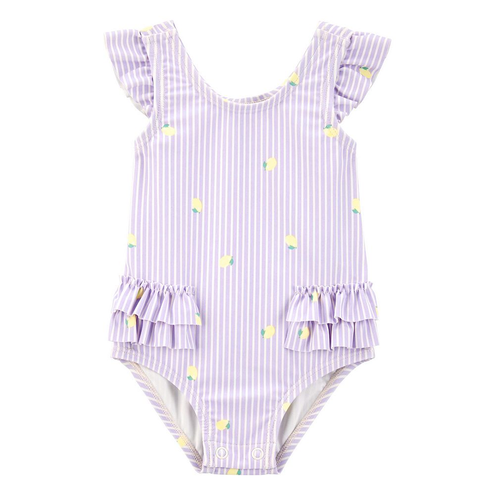 Baby Girl Carter's 1-Piece Striped Lemon Swimsuit