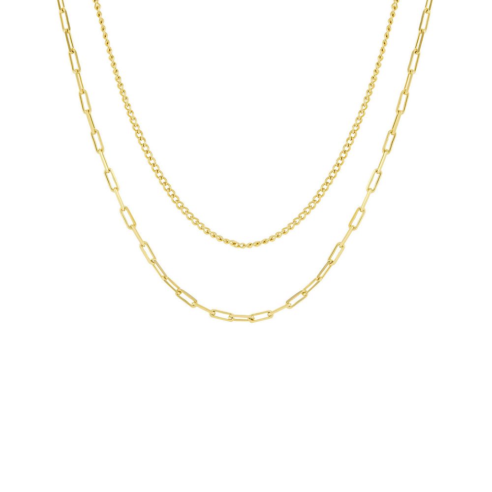 PRIMROSE 14k Gold Flash Plated Mini Curb Chain & Paperclip Chain ...