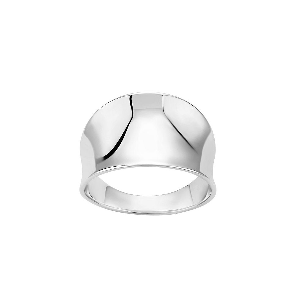 PRIMROSE Fine Silver Plated Polished Concave Band Ring