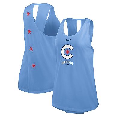 Women's Nike Powder Blue Chicago Cubs City Connect Crossed Back Tank Top