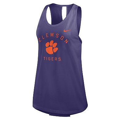 Women's Nike Purple Clemson Tigers Primetime Open Back Tank Top