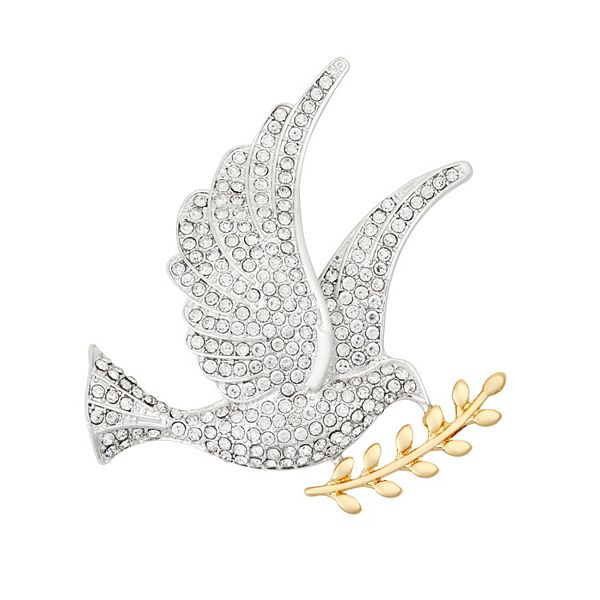 Napier Two Tone Crystal Dove Pin