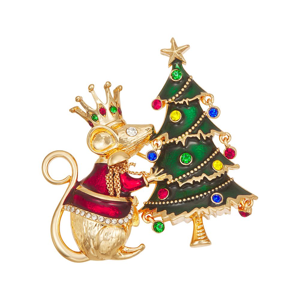 Napier Gold Tone Christmas Tree Mouse Pin