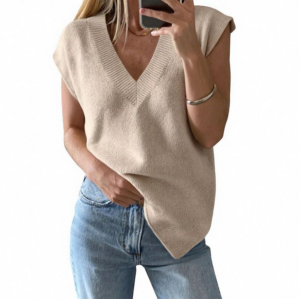 Womens V Neck Long Sleeve Polo Sweaters Fall Knit Pullover Jumper Tops ...