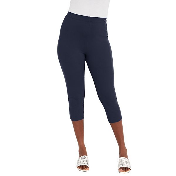 Jessica London Womens Plus Size Everyday Stretch Cotton Capri Legging