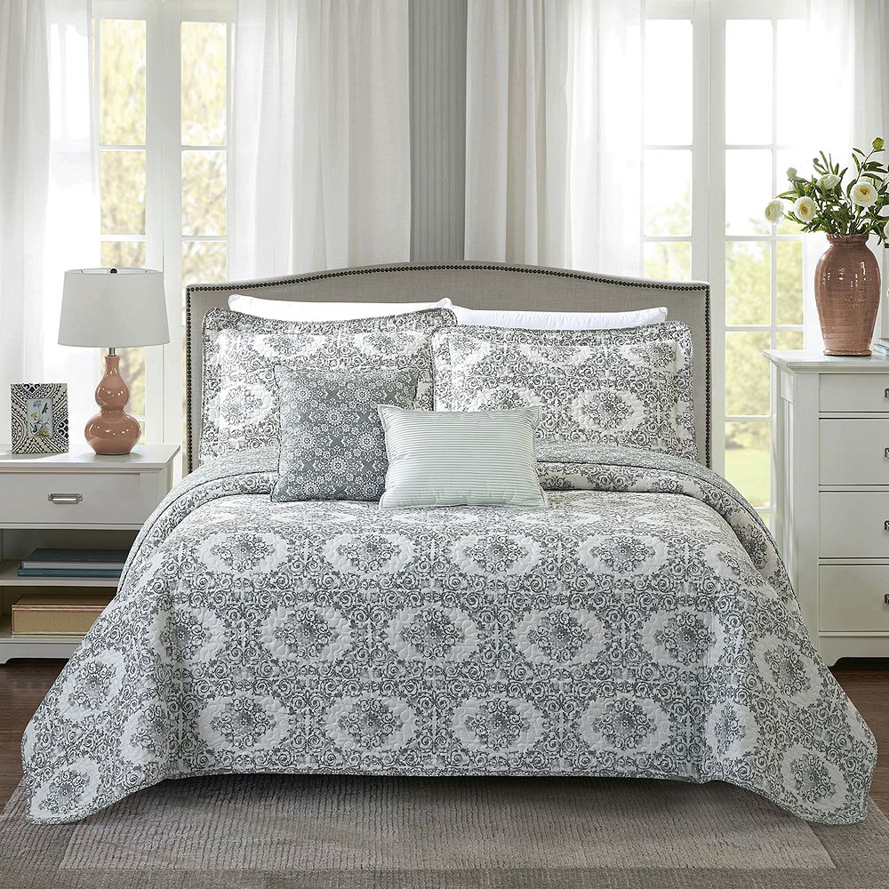 Serenta Legacy Floral Medallion Printed 5-Piece Quilt Set with Throw ...