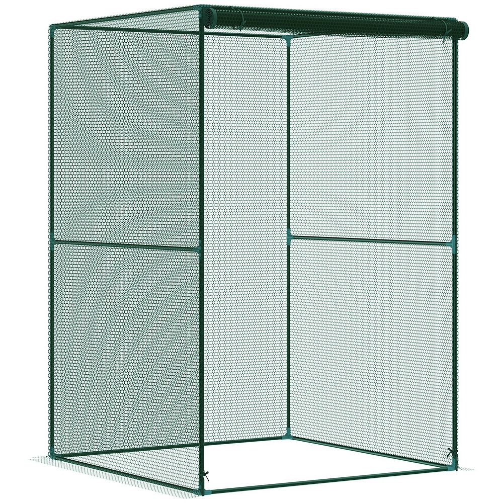 4' X 4' Walk-in Crop Cage, Plant Protectors With Door, Dark Green