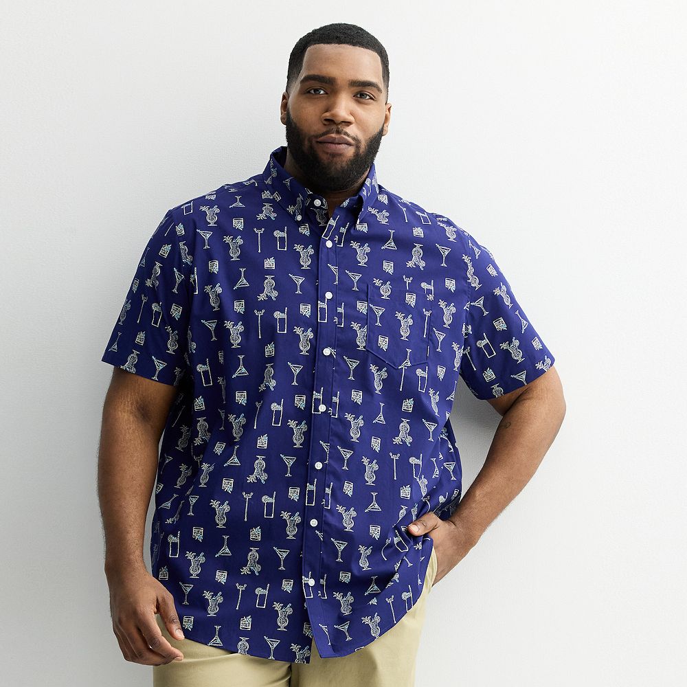 Big & Tall Sonoma Goods For Life® Short Sleeve Perfect Length Button ...