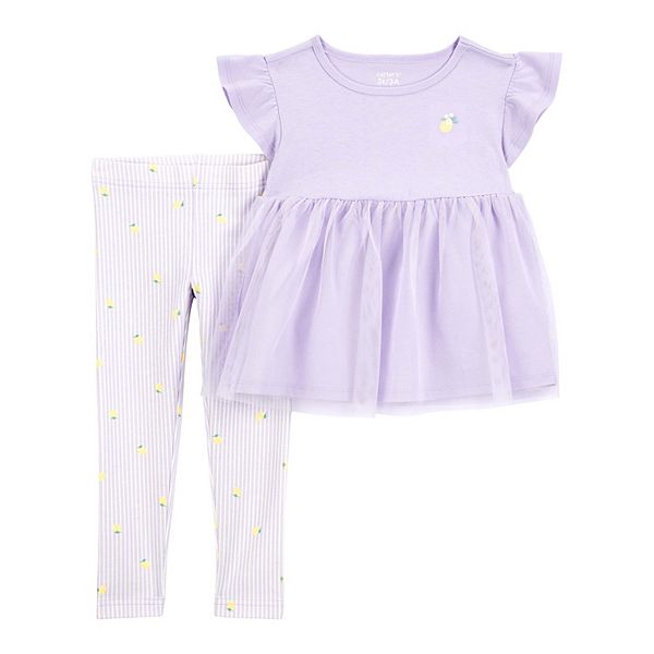 Baby Girl Carter's 2-Piece Lemon Short Sleeve Tulle Top and Leggings Set