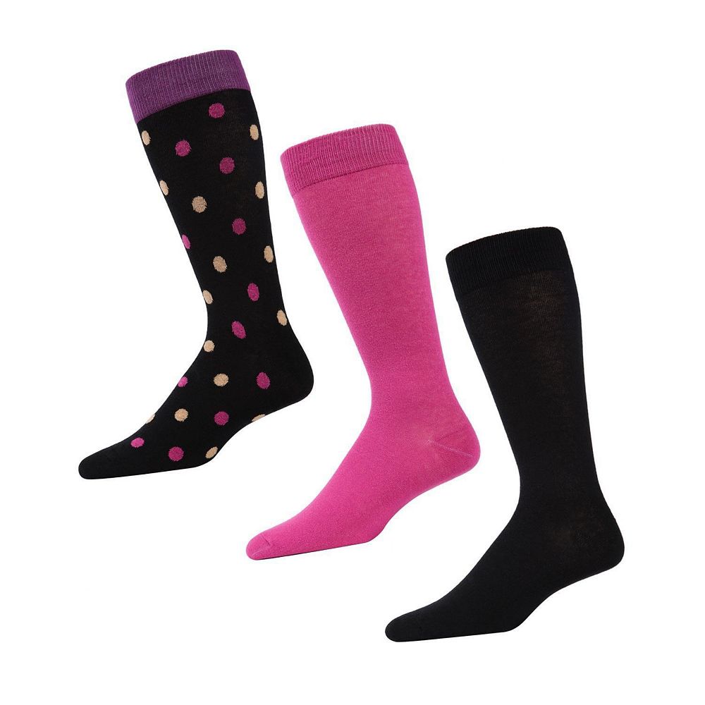 Dotted Cotton Blend Crew Sock 3 Pack