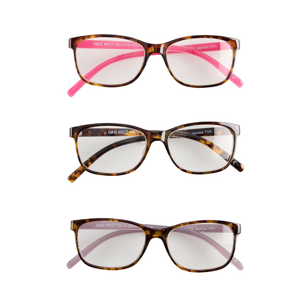 Women's Nine West Jasmine Premium Square Reading Glasses 3-pk.