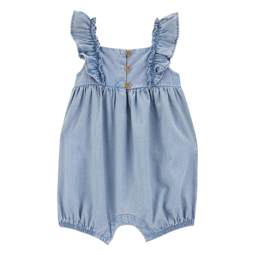 Baby Girl Carter's Chambray Flutter Strap Romper