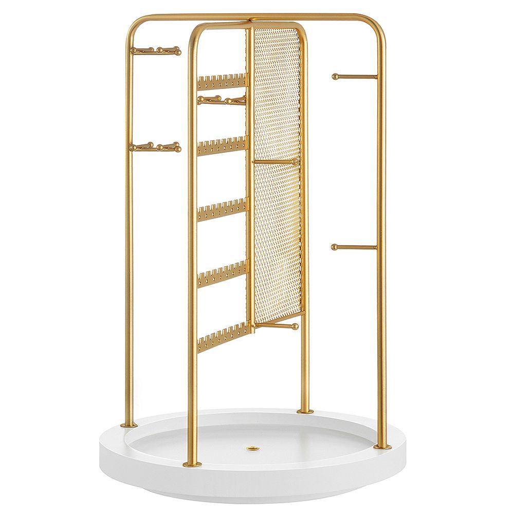 Rotating Jewelry Display Stand, 4 Independent Sections, Metal Frame ...