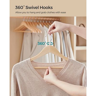Wooden Hangers Coat Hangers Non slip Pants Bar 360 Swivel Hooks