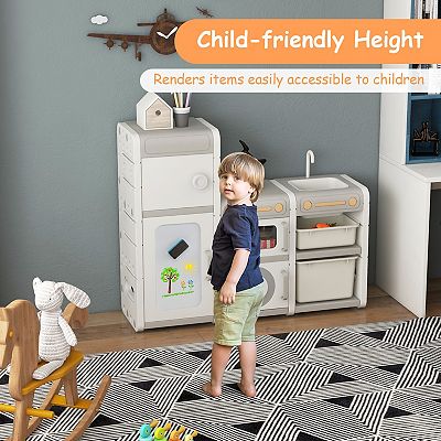 Multipurpose Toy Chest And Bookshelf With Magnetic Whiteboard gray