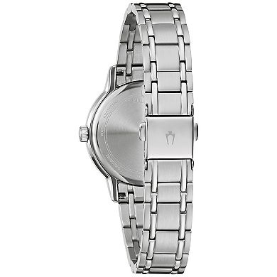 Bulova Women's Classic Stainless Steel Diamond Accent Blue Dial ...