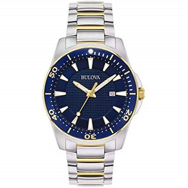 Bulova Men's Classic Sport Two-Tone Stainless Steel Blue Dial Bracelet ...