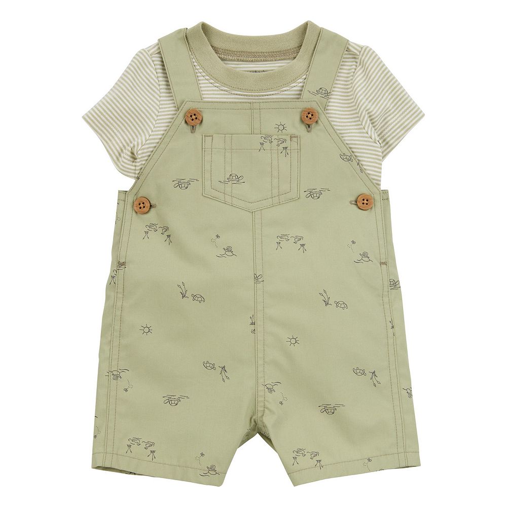 Baby Boy Carter's 2-Piece Striped Tee & Turtle Shortall Set