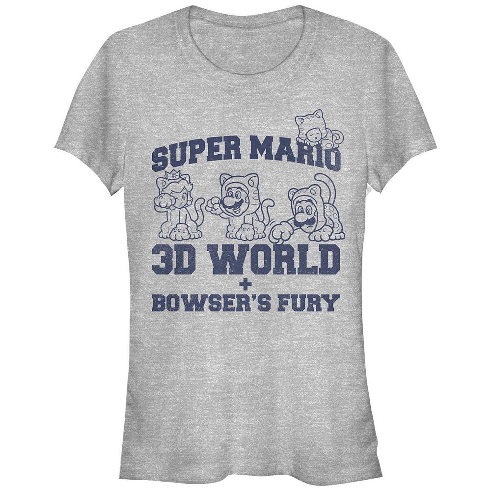Juniors' Nintendo Super Mario 3D World Cat Costumes Fitted Graphic Tee