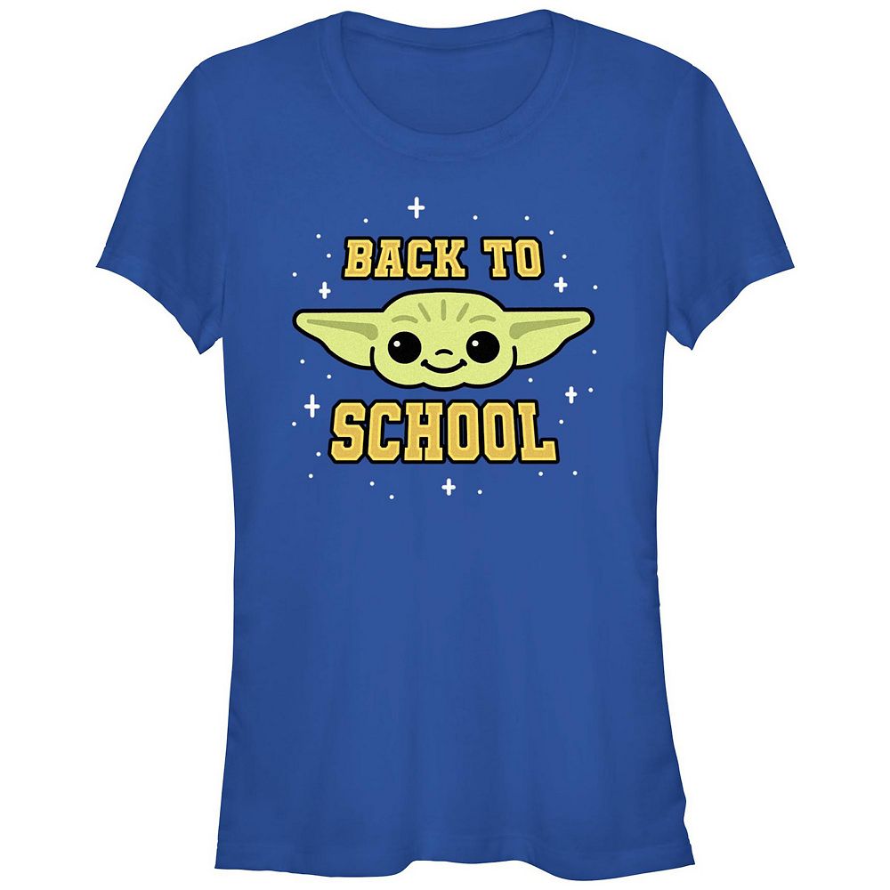 Juniors' Star Wars The Mandalorian Grogu Back To School Fitted Graphic Tee