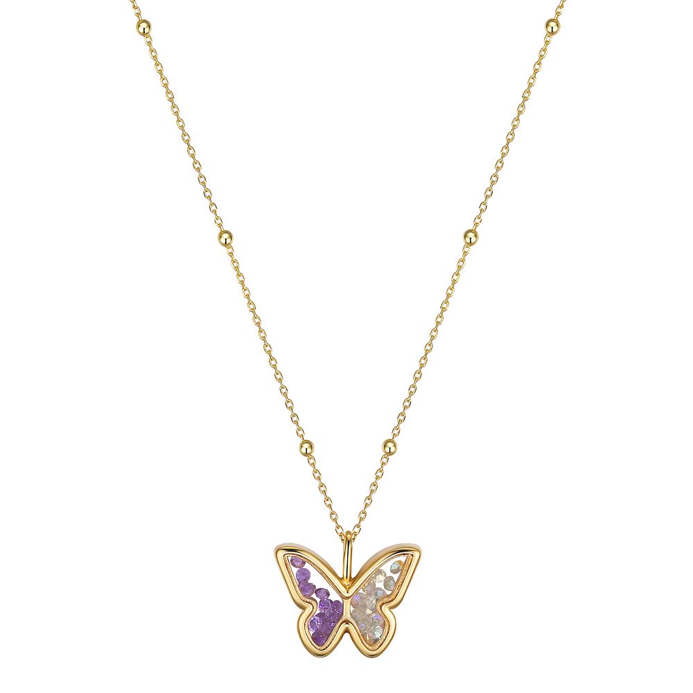 Brilliance 14k Gold Plated Purple & Aurora Borealis Crystal Butterfly ...