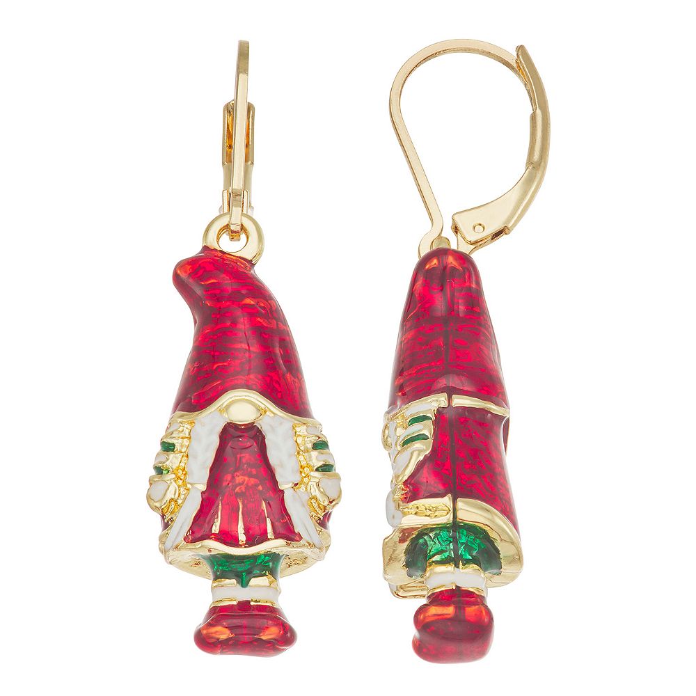 Napier Gold Tone Gnome Drop Earrings