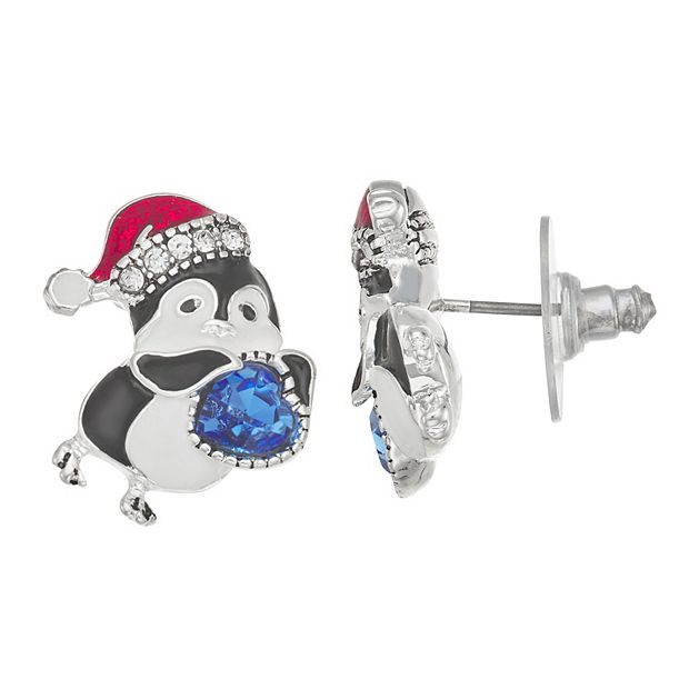 Napier Silver Tone Penguin Stud Earrings