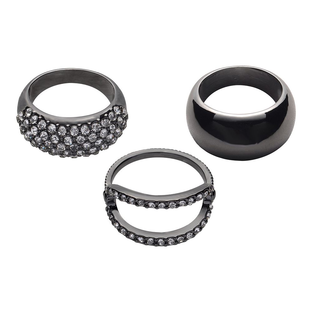 Emberly Hematite 3 pc Ring Set