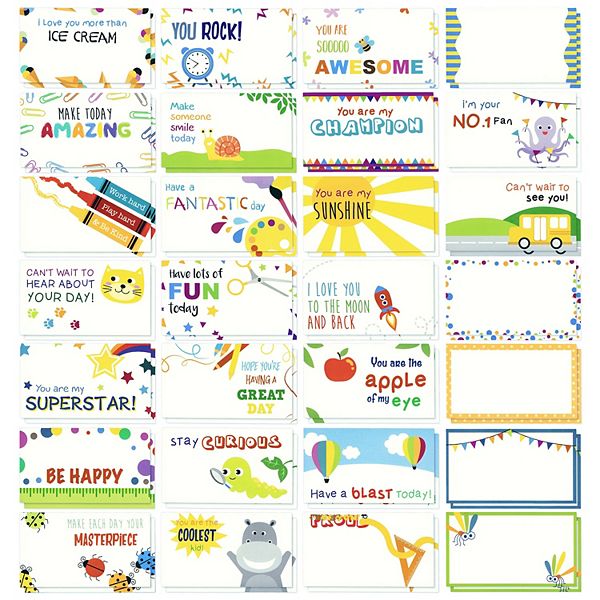 60-pack Motivational Lunch Box Notes For Kids, Inspirational Cards, 30 ...