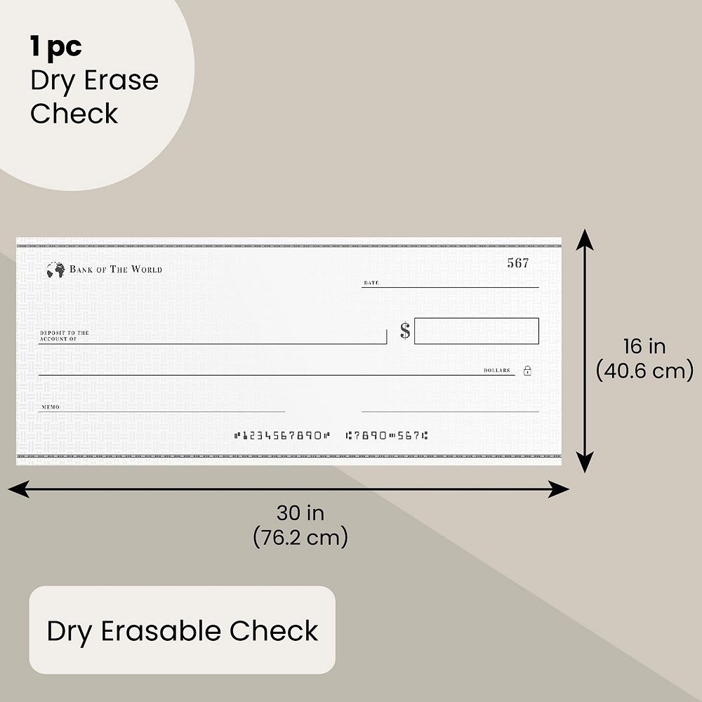 Reusable Big Check For Presentation, Large Oversized Dry Erase Plaque ...