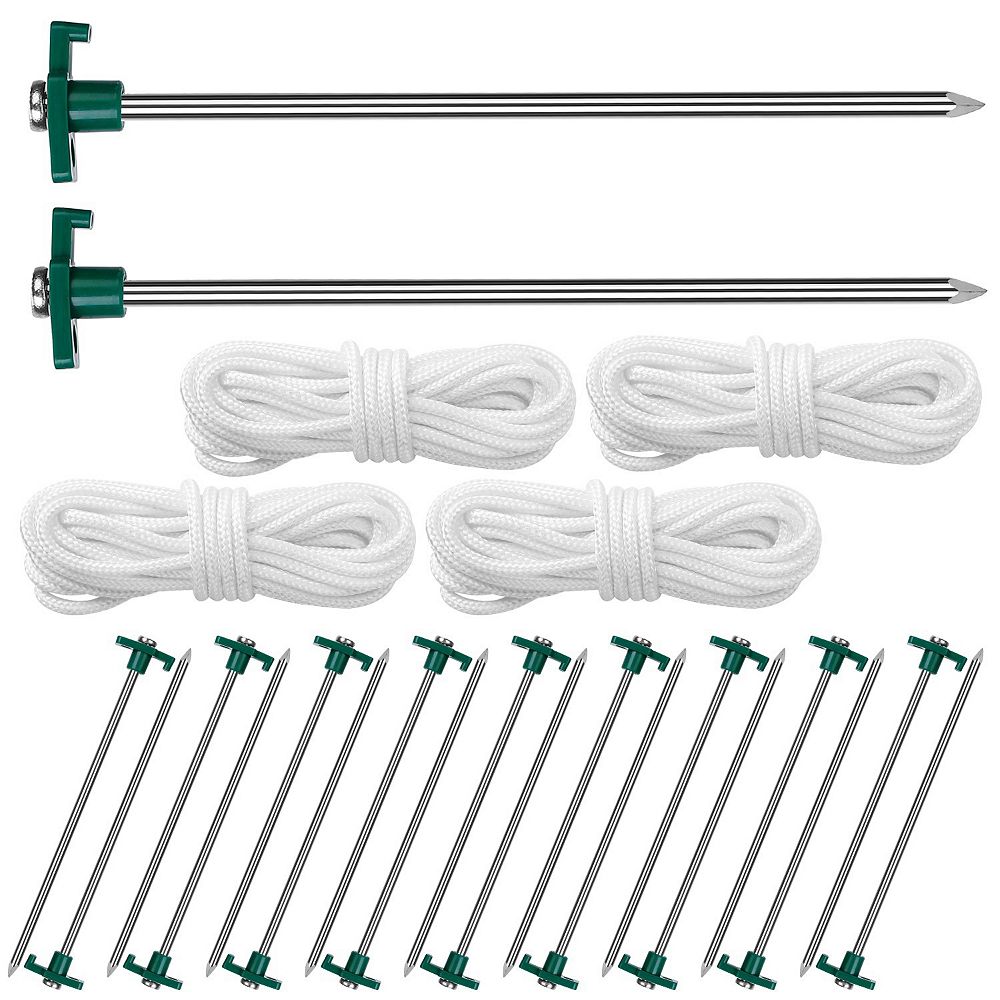 Heavy-duty Tent Pegs & Ropes 9.8in Stakes With 4x 9.8ft Nylon Ropes Set ...