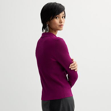 Women's Nine West Rib Button-Up Sweater Shirt