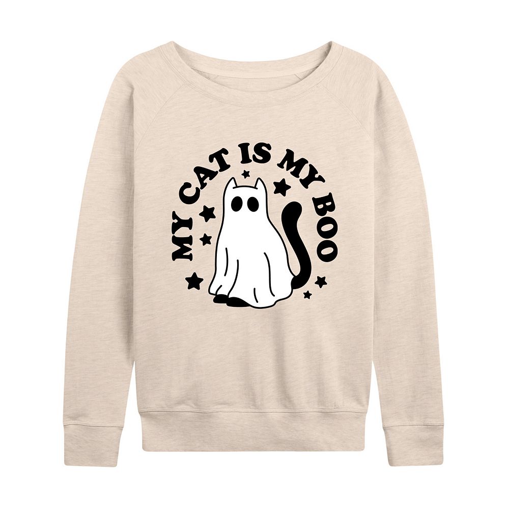 Women's My Cat Is My Boo Halloween French Terry Long Sleeve Tee