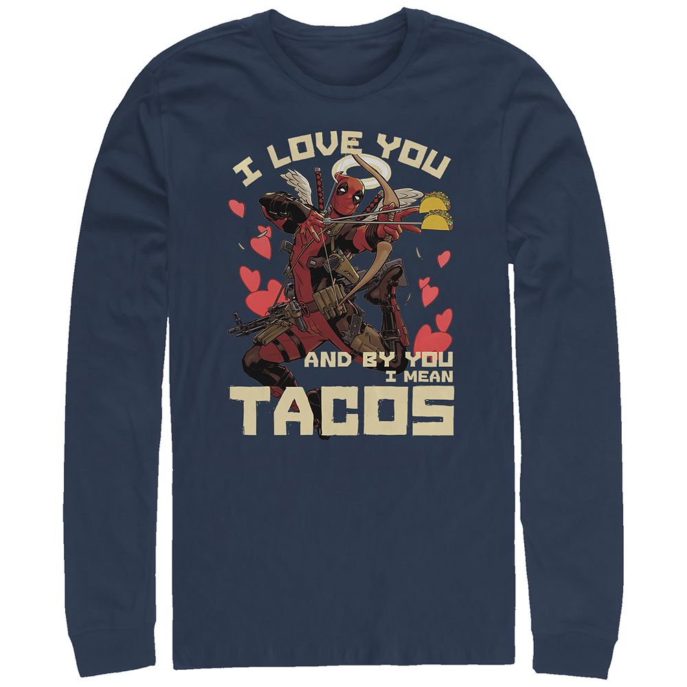 Big & Tall Marvel Deadpool I Love Tacos Long Sleeve Graphic Tee