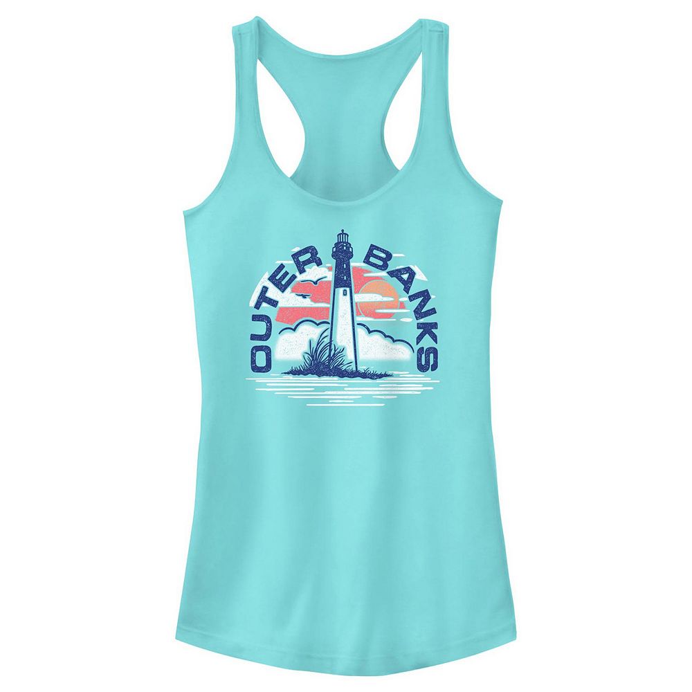 Juniors' Outer Banks Lighthouse Racerback Tank Top
