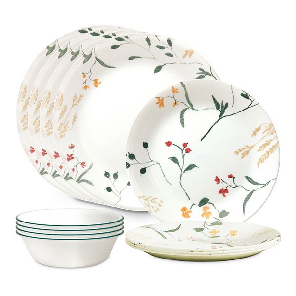 Corelle Vitrelle Signature Wildflower Scatter 12-Piece Dinnerware Set