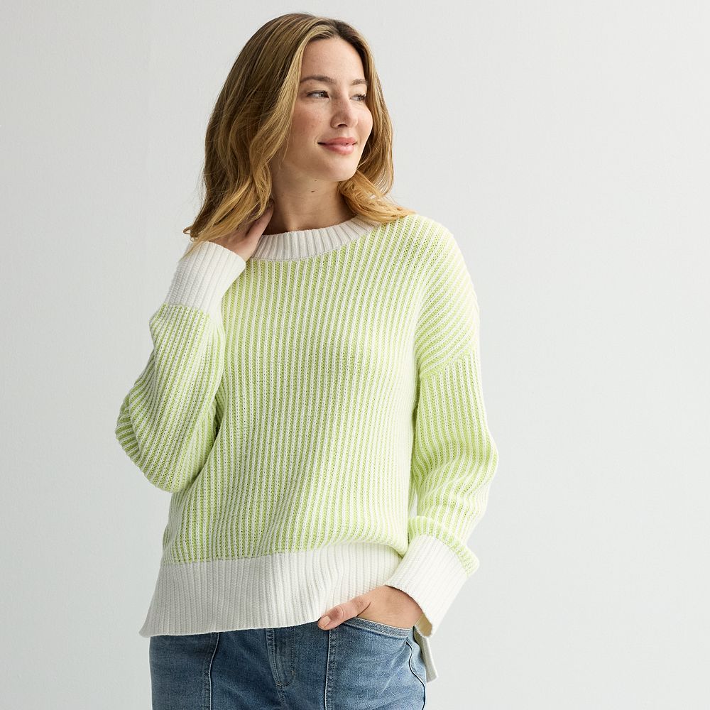 Women's Sonoma Goods For Life® Ribbed Colorblock Crewneck Sweater