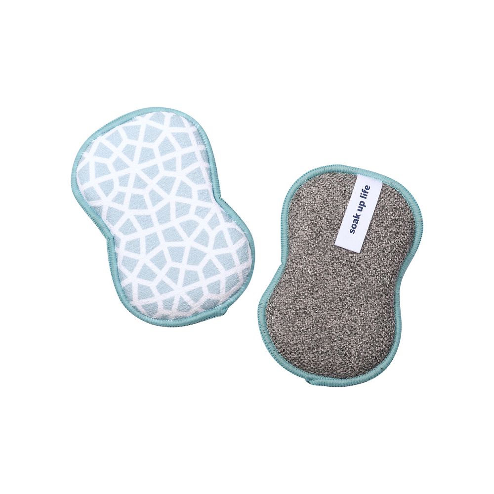 Bright Habits 2-Piece Blue Geo Washable Sponges Set